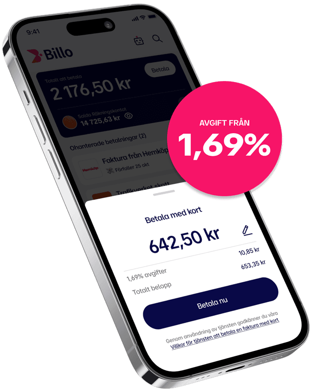 Betala räkningar med ditt kreditkort i Billo!